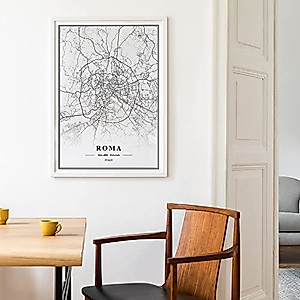Dear Mapper Roma Italy View Abstract Road Modern Map Art Minimalist Painting Black and White Canvas Line Art Print Poster Art Print Poster Home Decor (Set of 3 Unframed) (16x24inch)