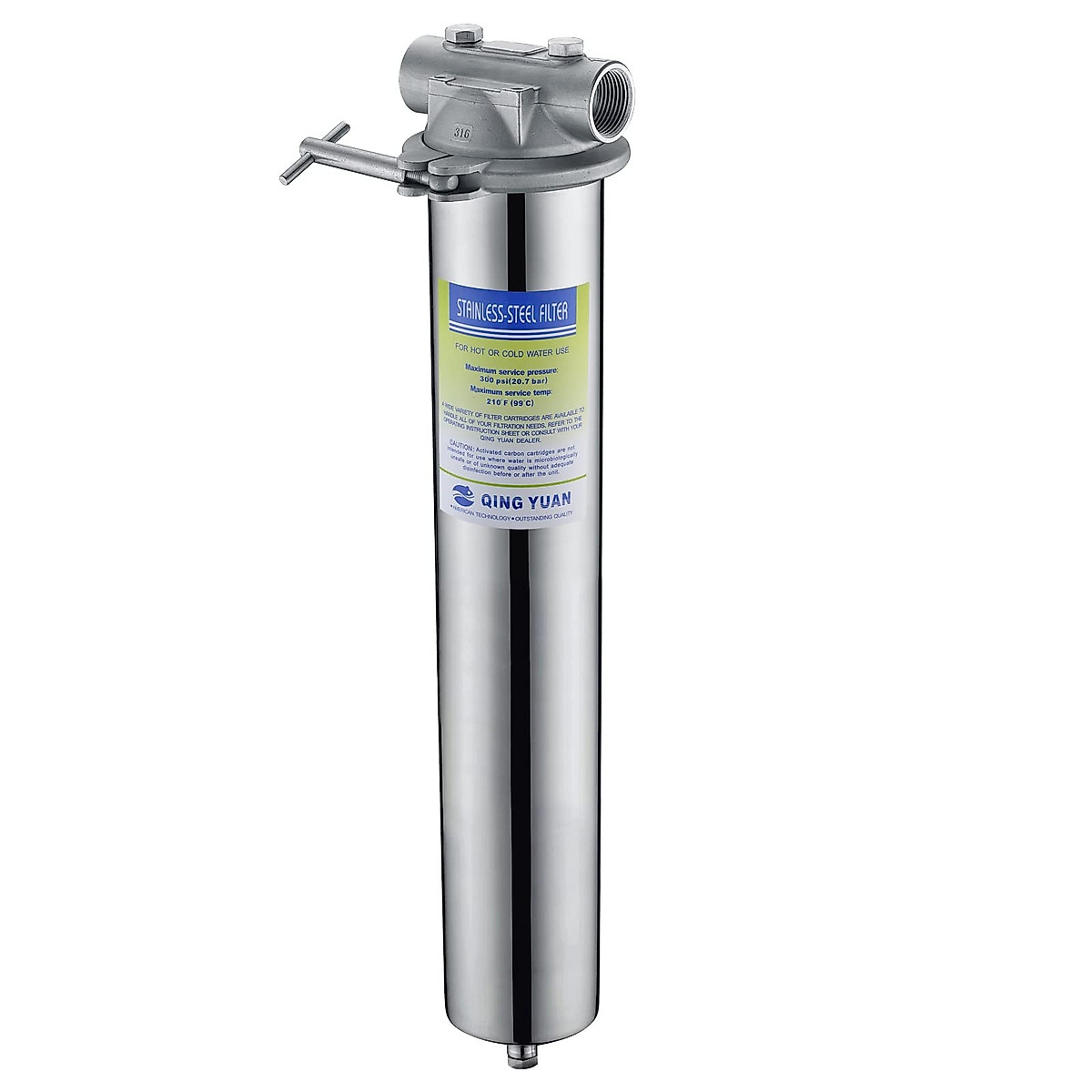 Amwater Stainless Steel Filter Housing for Filter Cartridge, Water Filter Housing for Whole House Water Purification of Stainless Steel 304 (10" C Housing-1 NPT)