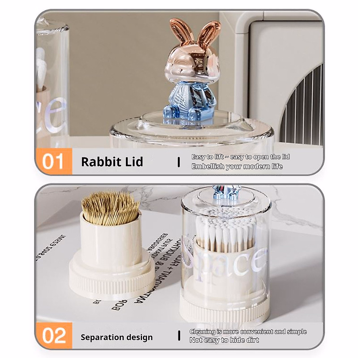 Generic 2PCS Qtip Holder for Bathroom Canister Storage Organization, Vanity Makeup Organizer ,q tip holder for bathroom for Storage Cotton Swab, Ball, Pads, Floss