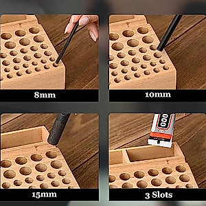 NahNah Leather Craft Tool Holder, 98 Holes Professional Wooden Leathercraft Stand Organizer with 3 Slots, Leather Tool Holder for Making Punch Tools Storage 10.62×5.9 in