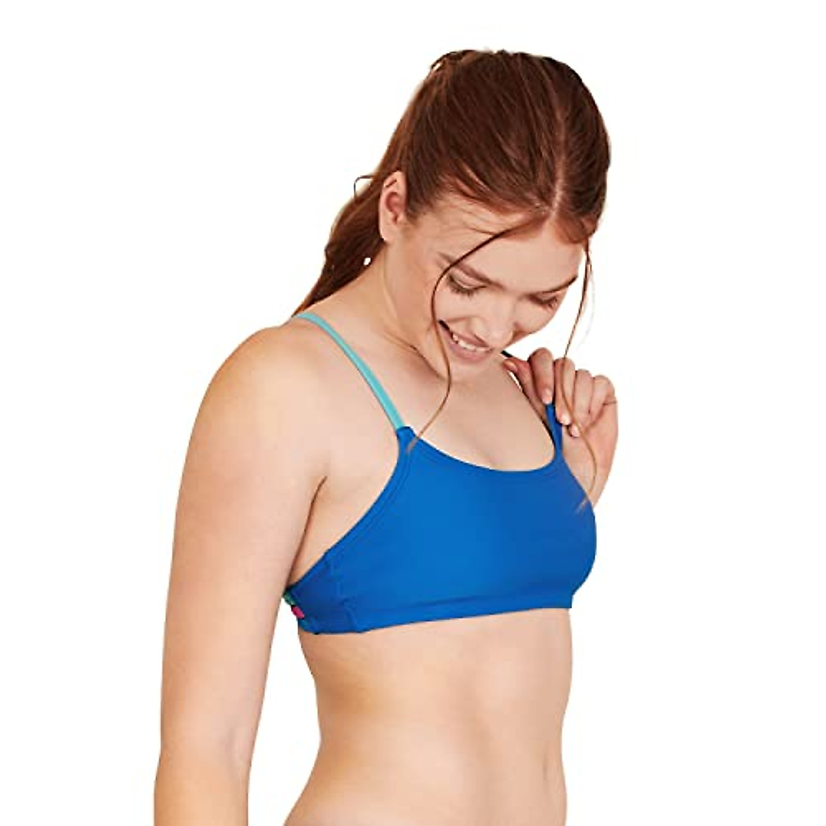 Speedo Women's Standard Swimsuit Bikini Top, Strappy Bright Cobalt, Large