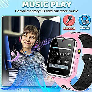 Kids Smart Game Watch for Boys Girls Age 3-12 with 1.54" HD Touch Screen 24 Puzzle Games Camera Video Music Player Pedometer Alarm Clock Calculator Torch Child Watch Wristband Electronic Learning Toys
