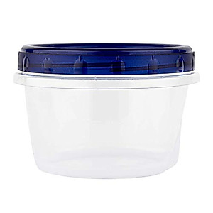 PLASTICPRO Twist Top Deli Containers Clear bottom With blue Top Twist on Lids Reusable, Stackable, Food Storage Freezer Container (6, 4 OUNCE)