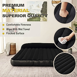 DIMAR GARDEN Queen Size Camping Air Mattress Inflatable Bed Blow Up Mattresses with Pillow,Black