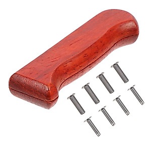 SEWACC Kitchen Knife Handle Replacement Wooden Grip No Hole Design Comfortable Sturdy Red Pear Wood Easy to Use