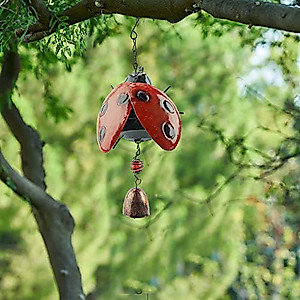 GORGECRAFT Metal Ladybug Wind Chime Lucky Wind Bell Rustic Home Ornaments for Garden Yard Patio Indoor Outdoor Hanging Decoration