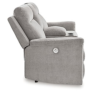 Signature Design by Ashley Barnsana Minimalist Power Reclining Loveseat with Console and USB Charging Ports, Light Gray