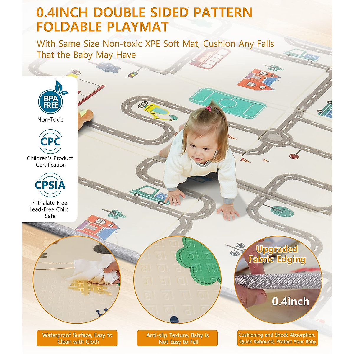 Baby Playpen with Mat, Large Baby Play Yard for Toddler, BPA-Free, Non-Toxic, Safe No Gaps Playards for Babies, Indoor & Outdoor Extra Large Kids Activity Center 79"x59"x26.5" with 0.4" Playmat