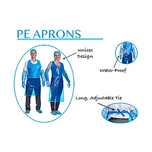 PENTAGON SAFETY EQUIPMENT 2 mils Disposable Heavy Weight Plastic/Poly Apron | 28 x 46 inches | 100/500/1000 (White, 100 Pack)