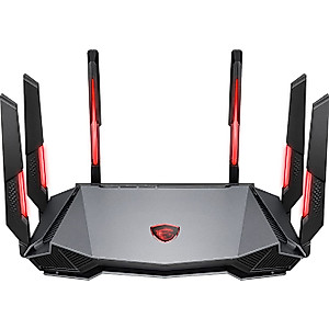 MSI Radix AXE6600 WiFi 6E Tri-Band Gaming Router, AI QoS, RGB, 1.8GHz Quad-Core Processor, MU-MIMO, Gigabit Wireless, 8-Stream, High Speed Long Range