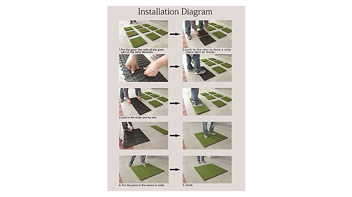 GOLDEN MOON Artificial Grass Turf Tile - Durable & Stylish