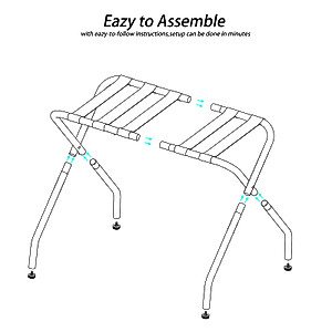 InHomFu Luggage Rack, Pack of 2, Heavy-Duty Metal Suitcase Stand, X-Type Folding Luggage Stand, Luggage Holder for Guest Room, Bedroom, Hotel, Holds up to 110 lb, Black