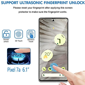 [4+4 Pack] Glass Screen Protector for Google Pixel 7a, 9H Tempered Glass, Ultrasonic Fingerprint Compatible, HD Clear Case Friendly for Google Pixel 7a 5G Glass Screen Protector