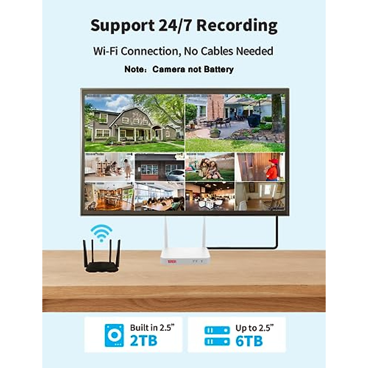 [Dual WiFi&2 Way Audio] Tonton Security Camera System Wireless,10CH 4K NVR with 2TB HDD,8PCS 3MP Outdoor Bullet Floodlight Cameras with PIR Sensor,AI Humanbody Detect,Color Night Vision,White(New)