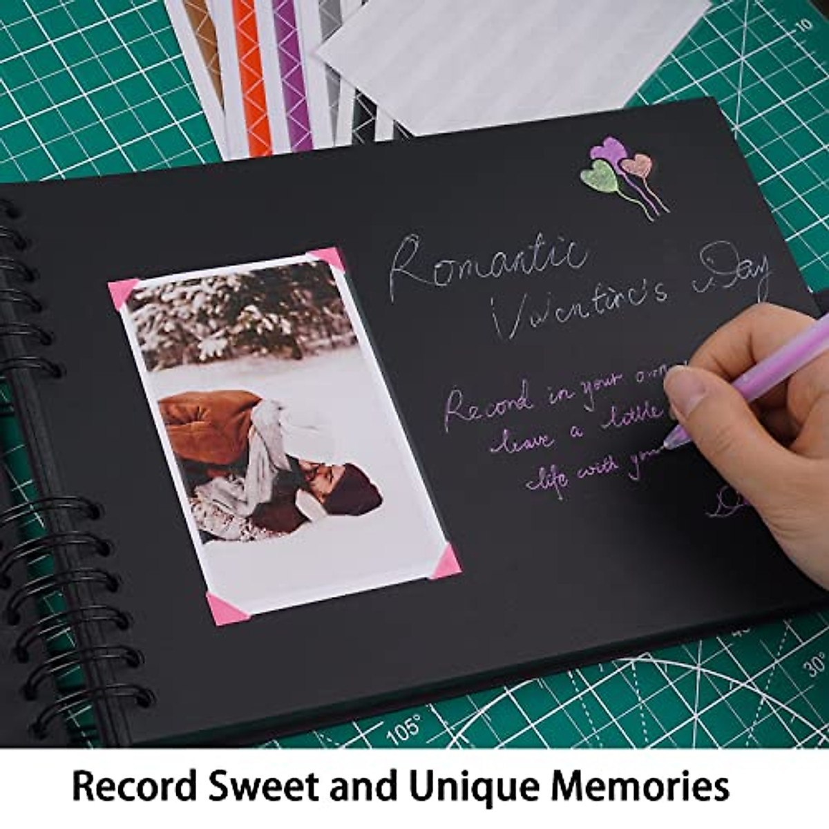 Photo Album Scrapbook 100 Pages(8.3x11.6in) Personalized, Hardcover Black Page Scrapbook Journals Blank Handmade Memory Book