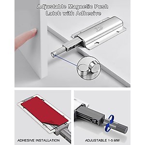 Magnetic Push Latches for Cabinets Jiayi 10 Pack Push to Open Door Latch Heavy Duty Touch Latches Kitchen Door Push Release Latch for Drawer Closure Push Catch Press Out Cabinet Hardware