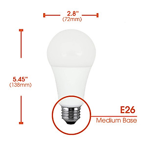 A21 LED High Lumen Light Bulb, 28W, (150W Equivalent), 2605 Lumens, 3000K Soft White, Dimmable, E26 Medium Base, 120V, Energy Star, (2 Pack)