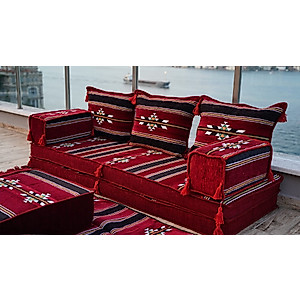 Maroon Turkish Floor Sofas, Window Seat, Floor Sofa Seating, Arabic Majlis, Reading Sofa Pillow, Meditation Yoga Loveseat, Sofa Cover (Sofa Full Set)