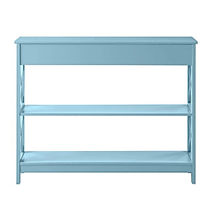 Convenience Concepts Oxford 1 Drawer Console Table with Shelves, Sea Foam Blue