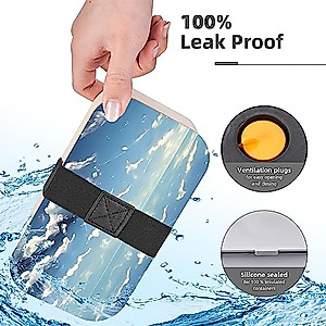 Blue Sky And White Clouds Adult Lunch Box, Bento Box, With Cutlery Set Of 3, 2 Compartments, Rectangular, Lunch Box For Adults