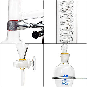 Labware Set 500ml Essential Oil Extraction Distillation Apparatus Water Distiller Purifier Glassware Kits Hydrosol, Home Distillation kit