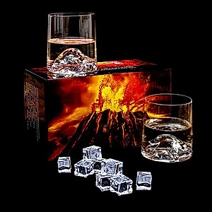 Wine glass Scotch Whiskey Glass Set of 2 Old Fashioned Glass,Unique Glass bourbon glasses,Transparent Rocks Glass with Box,8.4 Oz Cocktail Glass,Gift for Men (Transparent)
