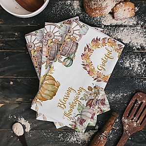 Kitchen Cloth Dish Towels Super Absorbent Dishtowels Strong Absorption Water and Remove Oil and Dust Dish Rags Nonstick Oil Washable Fast Drying Autumn Pumpkin 2 Pack 18" x 28"