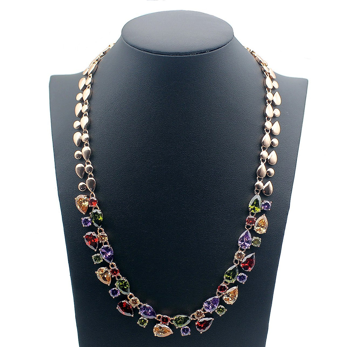 Necklaces for Women, Classic Multi Gemstones Silver Necklaces with Amethyst Garnet Morganite Peridot Women Jewelry (Gold)