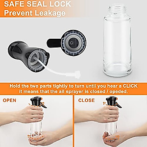 Oil Sprayer for Cooking - 210ml Glass Olive Oil Dispenser Bottle Spray Mister-Reusable Food Grade Oil Vinegar Spritzer Sprayer Bottles,kitchen Gadgets Accessories for Air Fryer,Salad Making,Baking,BBQ