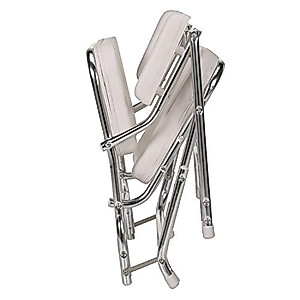 Seachoice Folding Deck Chair, White, Marine Vinyl, Folds For Easy Storage