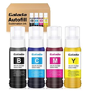 Galada Autofill Ink Work with ET-2400 ET-2720 ET-2760 ET-2850 ET-7720 ET-15000 Anti-UV/ICC Free