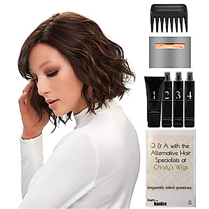 Bundle - 8 item: January Petite Wig by Jon Renau, Christy's Wigs Q & A Booklet, 2oz Travel Size Wig Shampoo, Conditioning Spray, Flexible Spray, HD Smooth, Wide Tooth Comb & Wig Cap - Color: 4