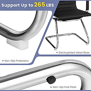 Tangkula Office Guest Chair Set of 6, Heavy Duty Reception Chairs Conference Room Chairs with Protective Arm Sleeves & Sled Base, Modern PU Leather Classic Mid Back Guest Chairs no Wheels