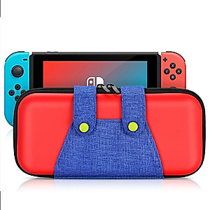 TNP Travel Case for Nintendo Switch Mario Theme Portable Travel Carry Hard Shell EVA Material Pouch Traveler Deluxe Cover with Strap Handle for Switch Console, Joy Con Controller, Game Card Holders