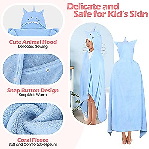 Moukeren 3 Pieces Bamboo Hooded Towel for Kids 27.5 x 50 Inch Large Size Kids Bath Towel Kids Absorbent Bathrobe Blanket for Kids 3-10 Yrs Boys Girls Shower