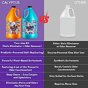 Calyptus Pet Stain and Odor Remover | Orange and Enzyme Cleaner Duo Solution for Pets | 128oz (64oz x 2 Bottles) | Carpet Cleaner and Odor Eliminator for Cat Urine, Dog Pee, and Poop | Pro Strength