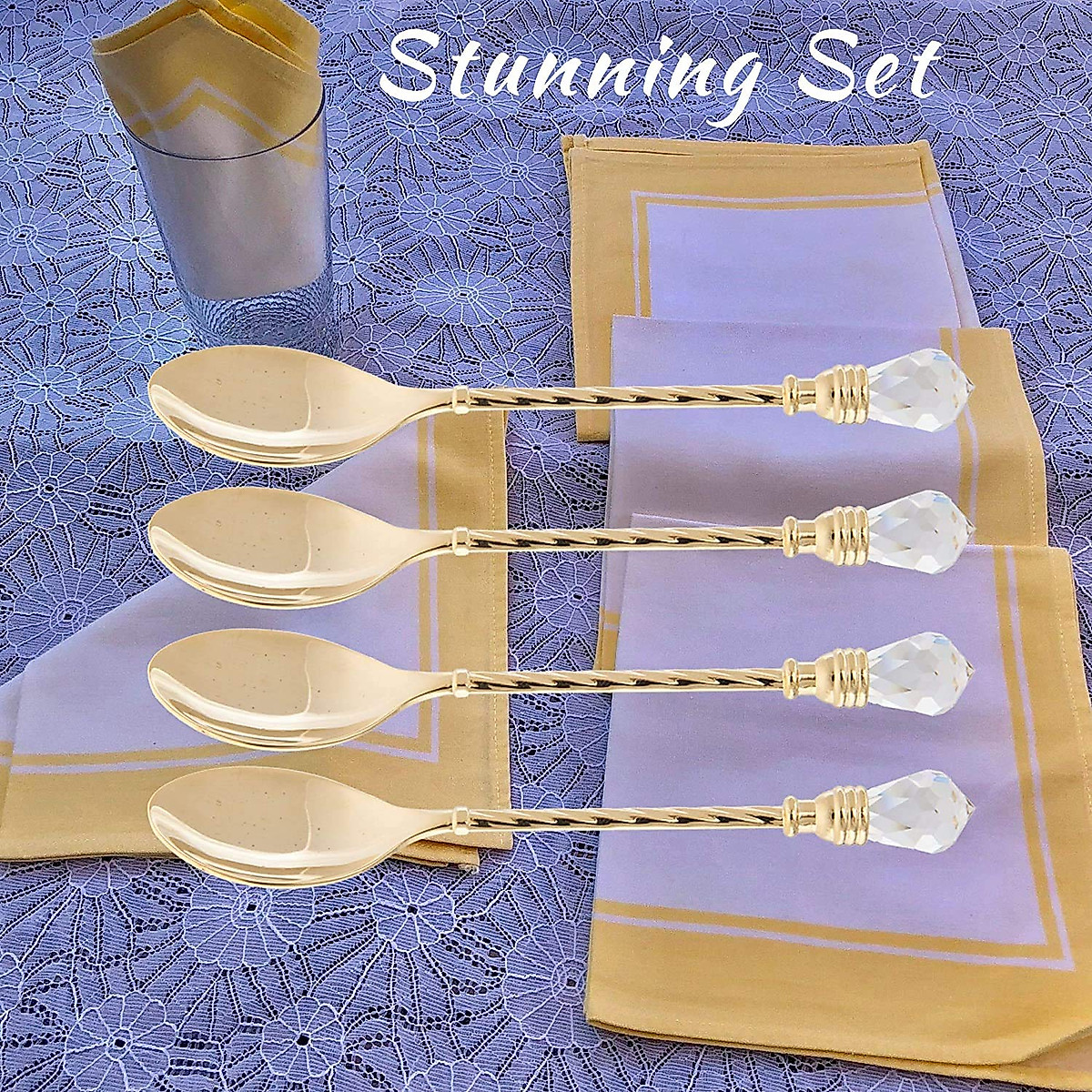 Matashi MTTSPN434-4 Dessert Spoon, Set of 4, Gold