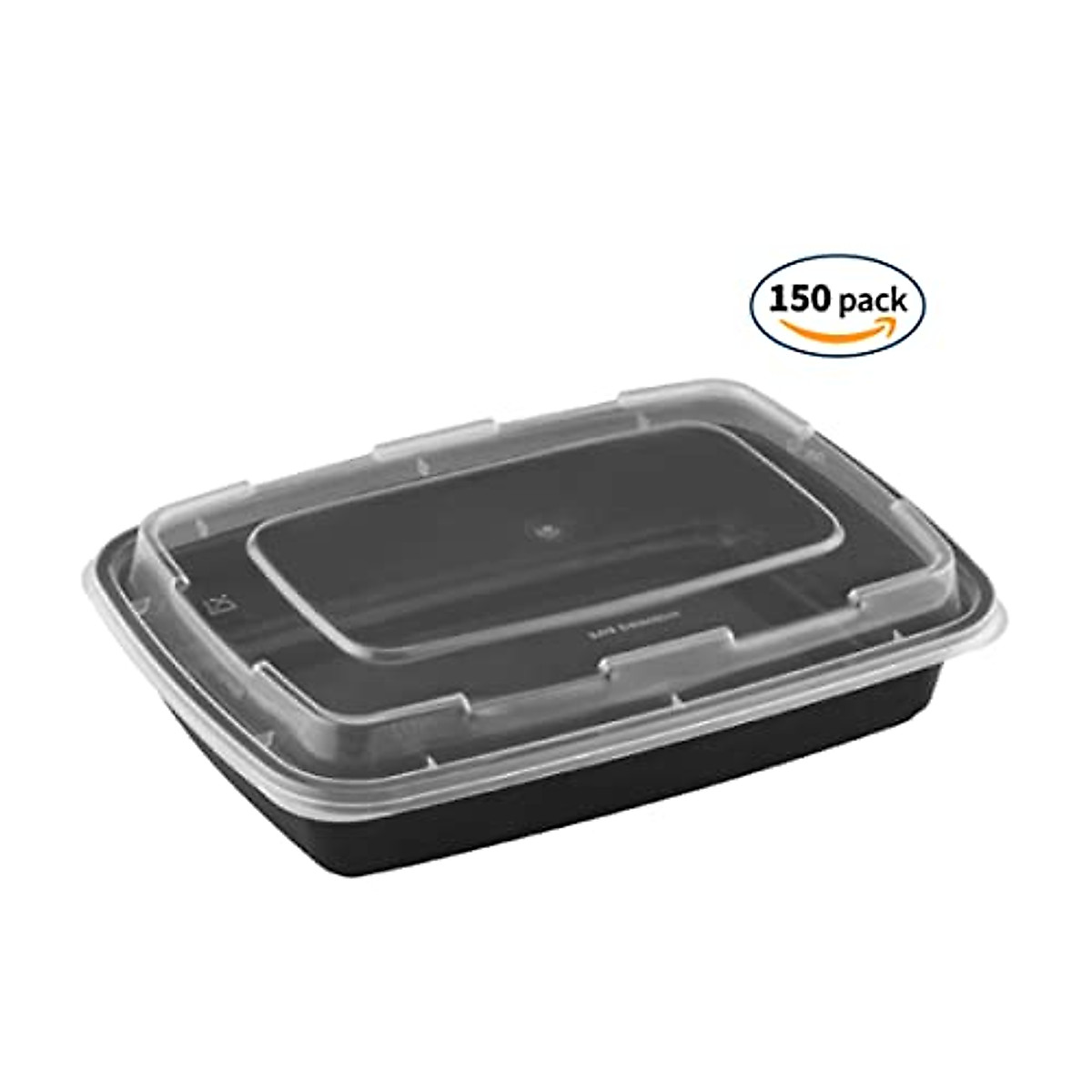 TIYA Takeout Food Containers - 28 oz Bulk 150 Pack with Lids - Rectangular Plastic Food Storage - Reusable Microwavable Dishwasher Safe Restaurant Set - Leak Proof for To-Go & Meal Prep