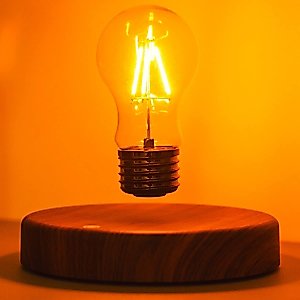 MOOCCI Floating Light Bulb Desk Lamp, Magnetic Levitating Lamps LED Night Light, Unique Gifts for Christmas and New Year (Dark Brown Base)…