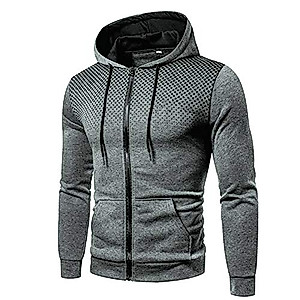 Sweatshirts for Men Color Block 2 Piece Outfits Casual Full Zip Sweatsuit Patchwork Sport Hoodies and Pants Set Black Sweatshirt Hoodies Blank Hoodies Hoodies,(B-Gray,L)
