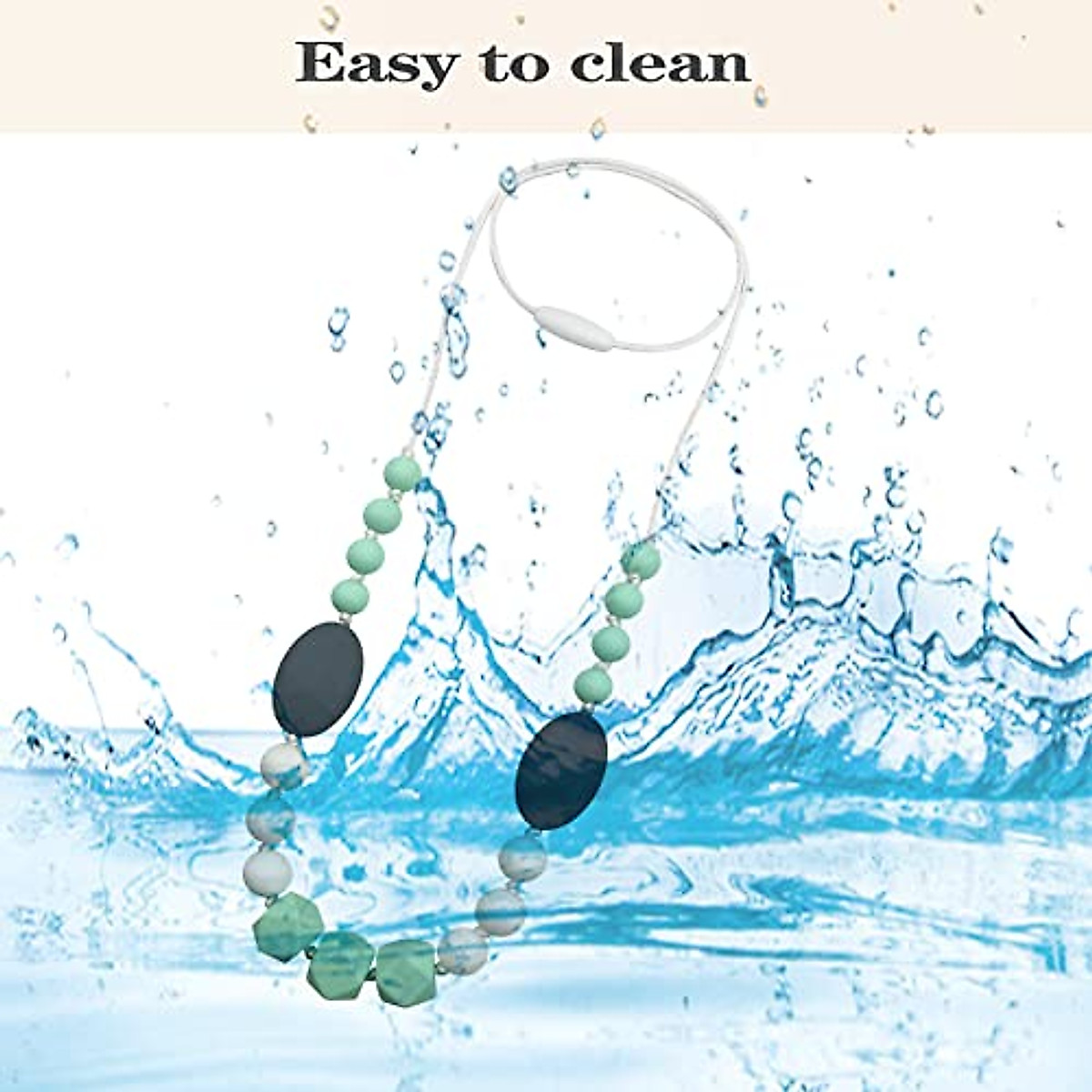 Baby Teething Necklace for Mom to Wear, 2 Pack Silicone Chew Necklaces for Sensory Kids, Baby Nursing Necklaces Teether Toys for Boys, Girls, Toddler to Reduces Anxiety