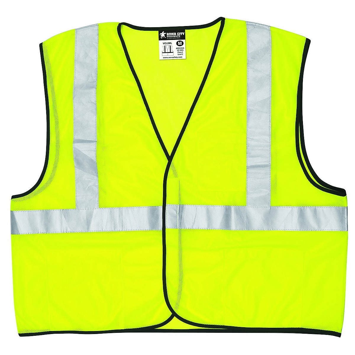 MCR Safety VCL2SLL Class 2 Polyester Solid Economy Safety Vest with 3M Scotchlite 2-Inch Silver Reflective Stripe, Fluorescent Lime, Large