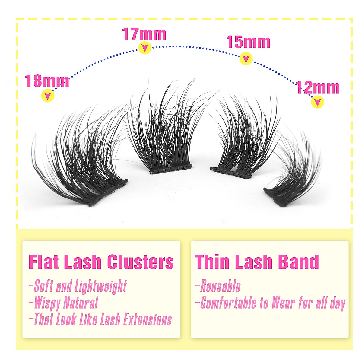 DIY Eyelash Extension Kit Cluster Lashes Kit Fluffy Wispy Volume Cat Eye Look Lash Clusters Flat Lashes Strong Hold Lash Glue C Curl Individual Lashes by ALICE