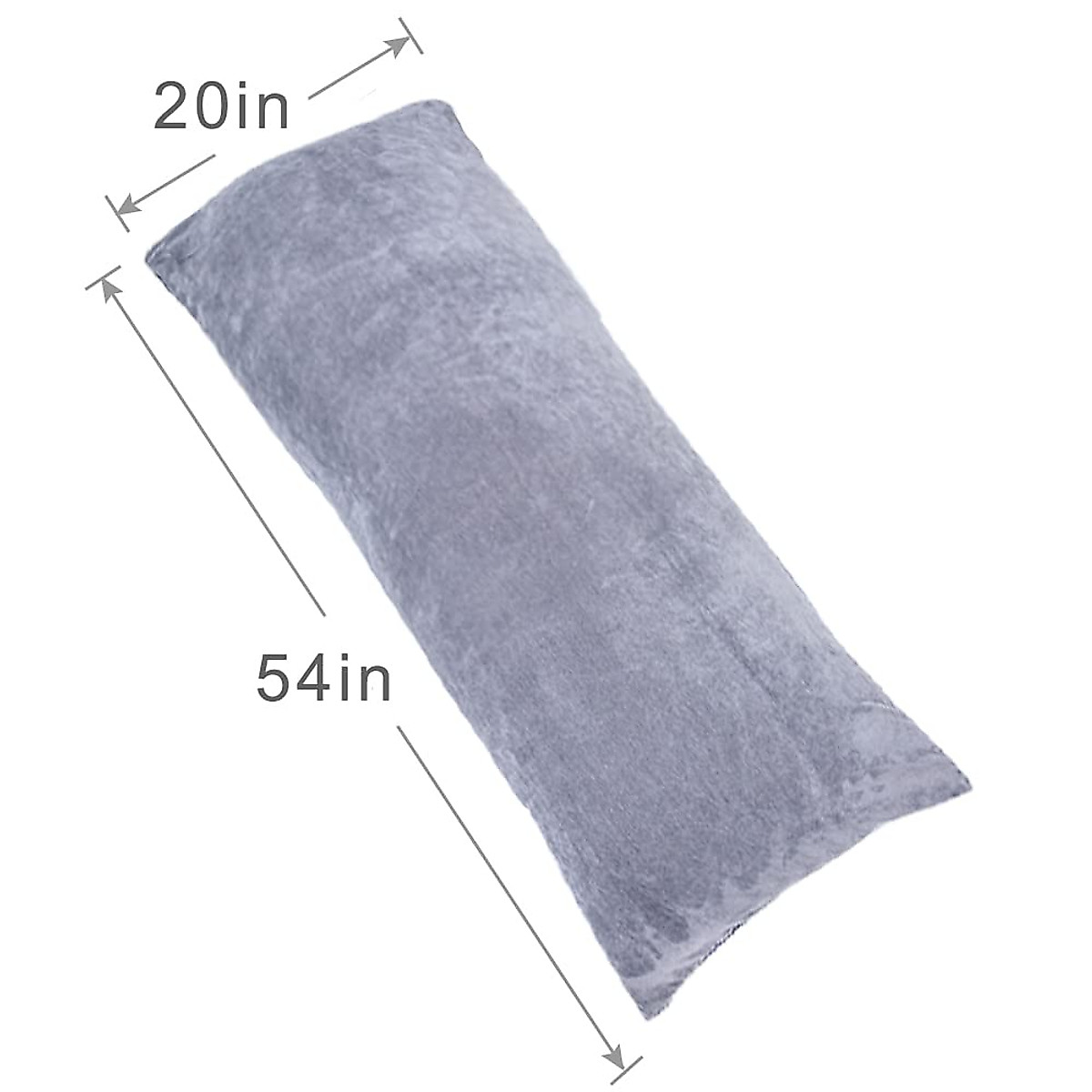 1 MIDDLE ONE Full Body Pillow for Adults, Long Sleeping, Big Pillows Bed, Firm Large with Velvet Cover, 20x54 Inches (Dark Grey)