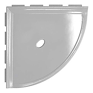 Questech Décor 10 Inch Corner Shower Shelf Bathroom Caddy, Lugged For New Construction, Corner Shower Shelf For Tiled Shower Walls, Bathroom Corner Shelf, 10 Inch Metro Lugged, Cool Gray Polished
