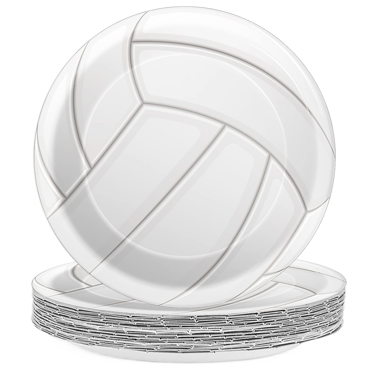 Wiooffen 24pcs Volleyball Party Supplies Paper Plates Set Disposable Tableware Pack Volleyball Party Dessert Plates Sports Birthday Baby Showers Holidays Decorations, 7"