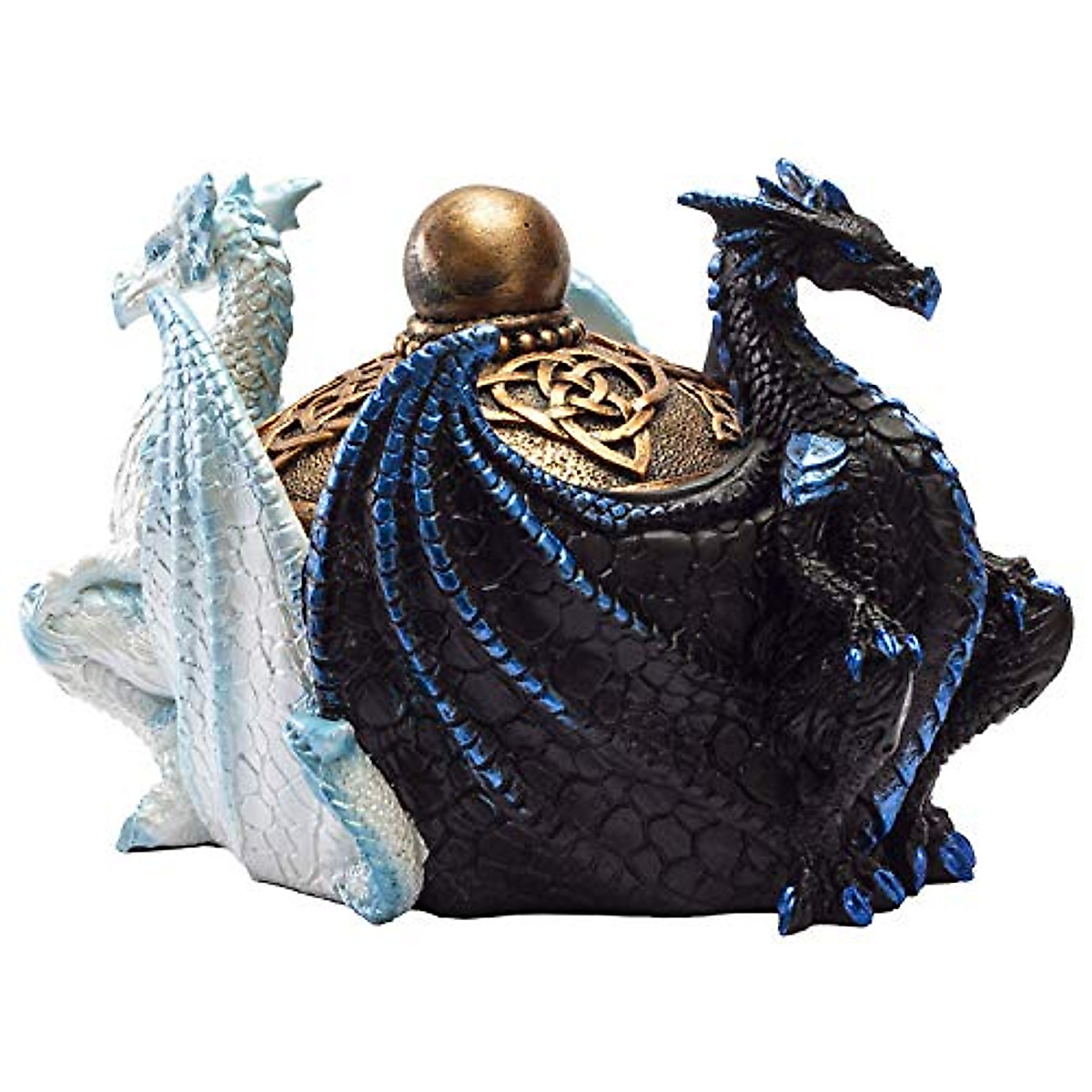 Pacific Giftware Fantasy Celtic Knotwork Dual Yin Yang Dragons Decorative Trinket Jewelry Box Figurine 5.75" Long