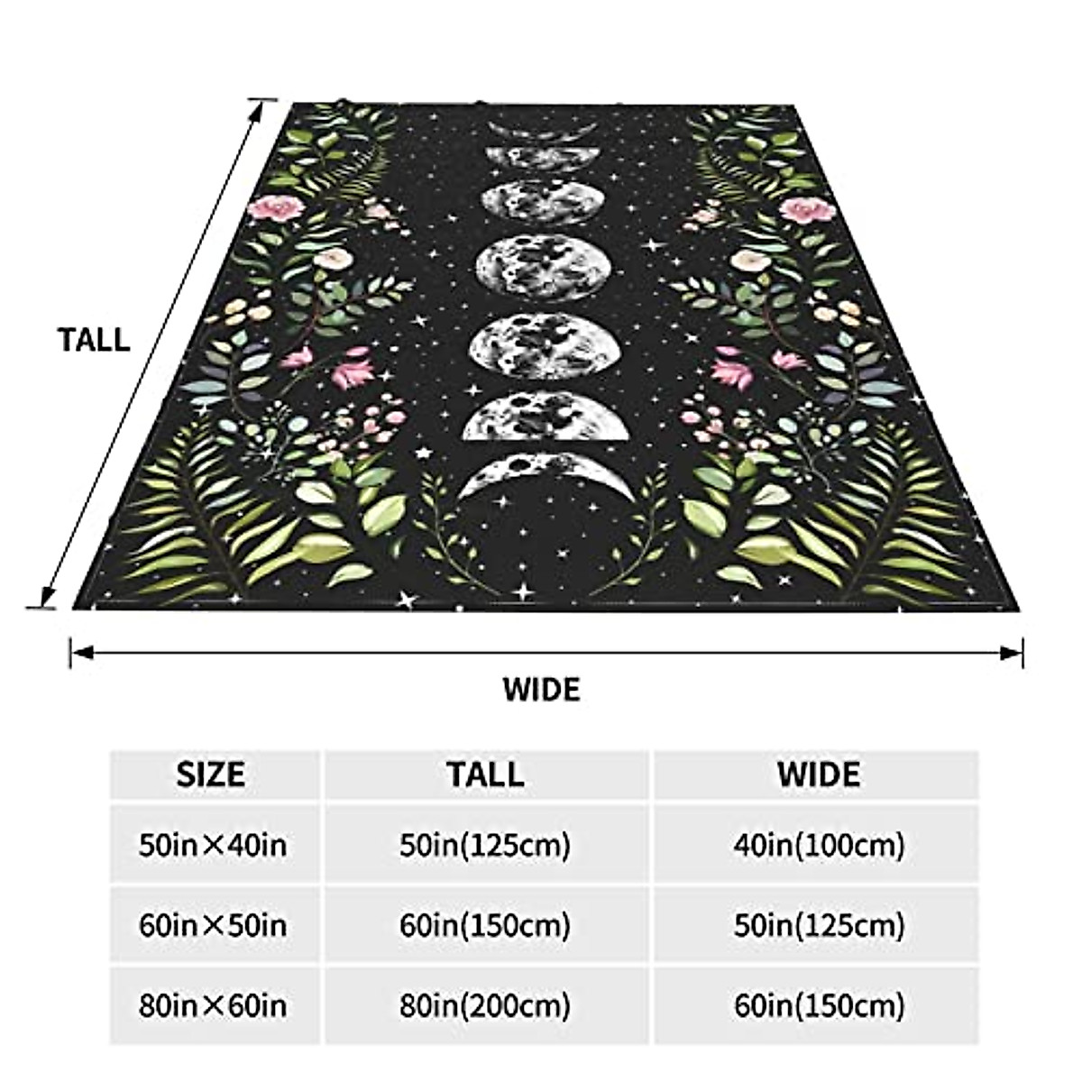 Floral Lunar Night Sky Moon Eclipse Blanket Fleece Soft Throw Blankets All Season Warm Lightweight Blankets for Bed Sofa Couch 50"X40"