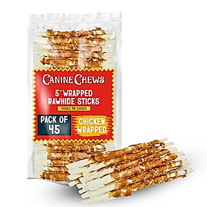 Canine Chews Double Wrapped Chicken Dog Treats - 100% USA Chicken - 45pk