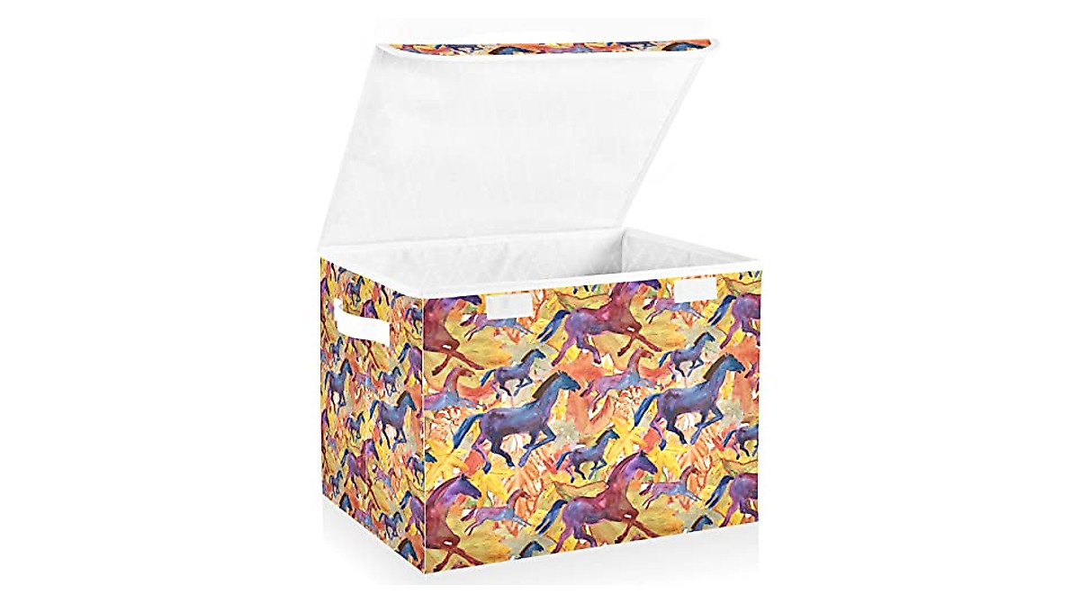 Stylish Running Horses Storage Bins - Space-Saving & Collapsible